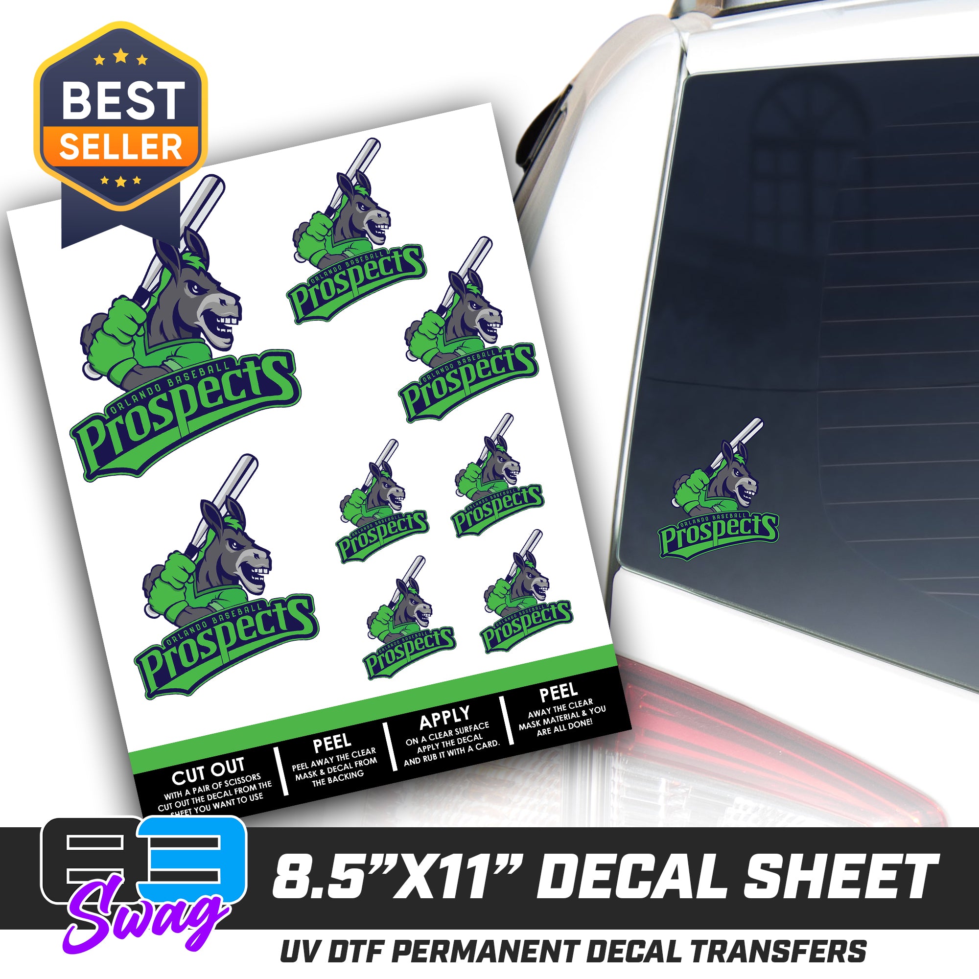 Logo Decal Pack Sheet - Orlando Baseball Prospects - Swamp Donkeys – 83Swag