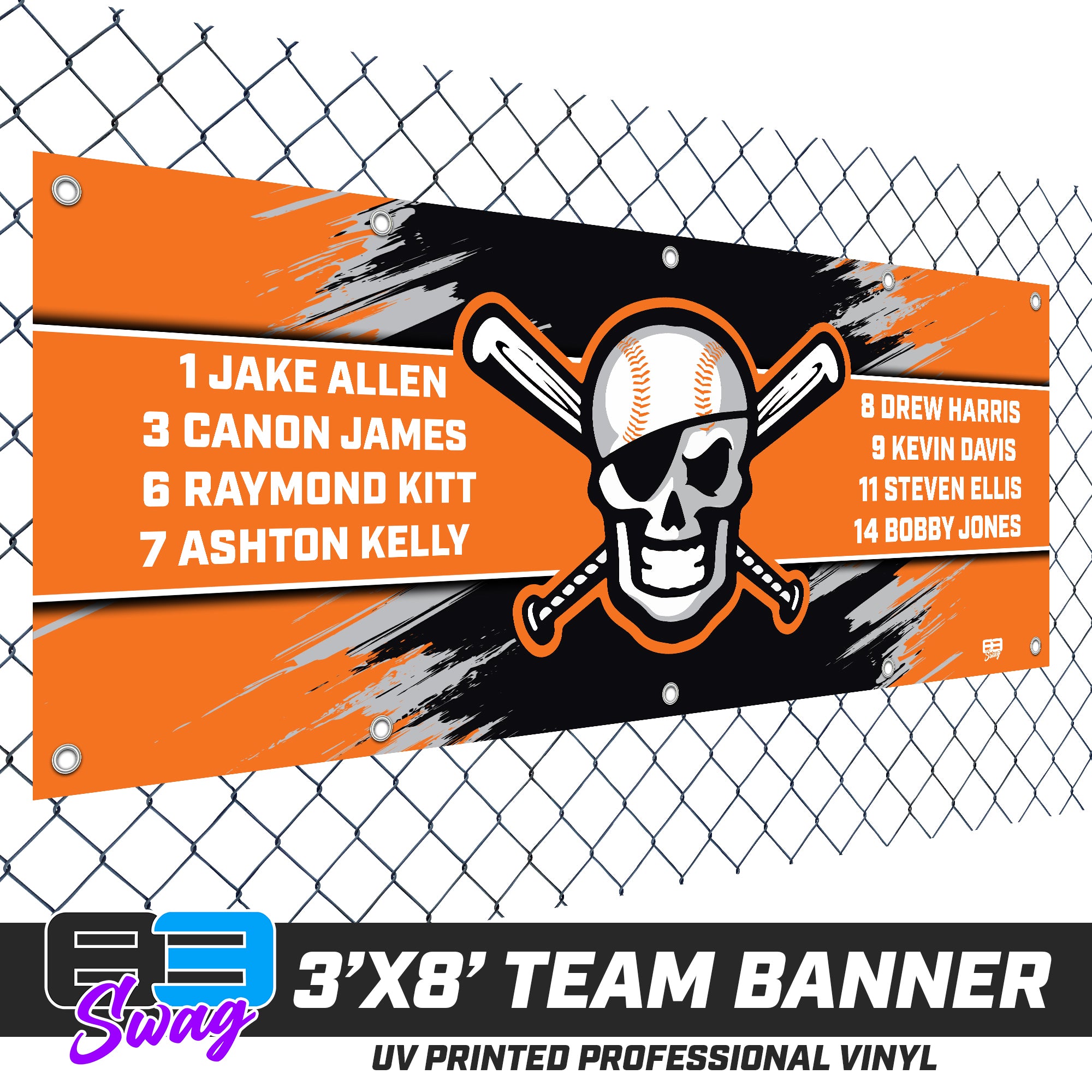 3'x8' Team Vinyl Banner with Roster - Hoover Hooligans Baseball – 83Swag